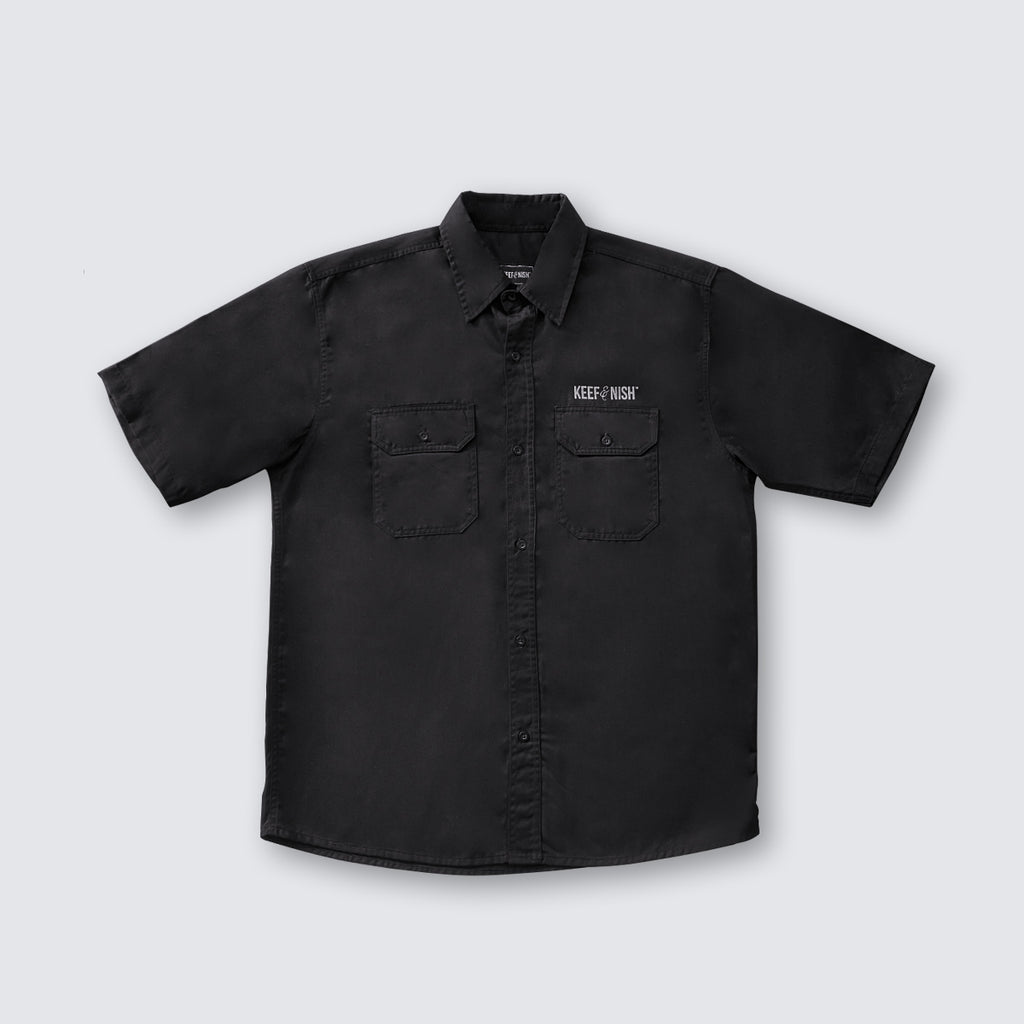 Black Short Sleeve Workshirt For Men - Logo – Keef & Nish™